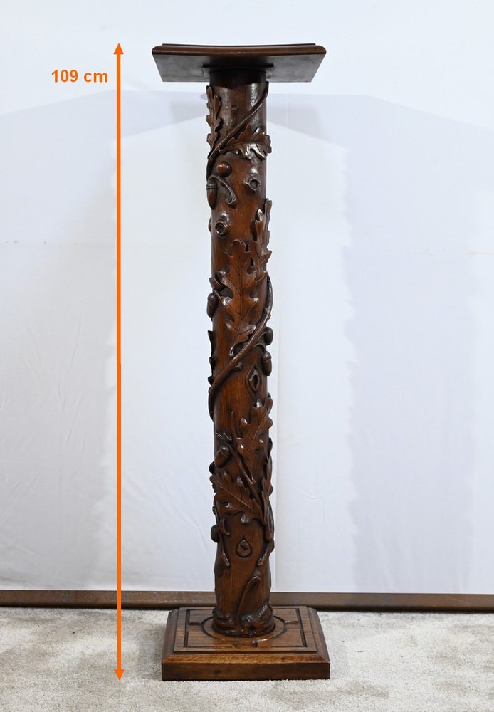 Art Nouveau Oak and Walnut Column, 1900s for sale at Pamono