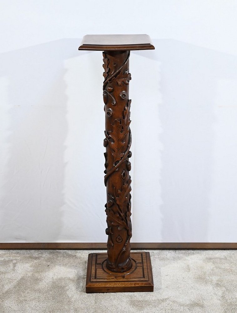 Art Nouveau Oak and Walnut Column, 1900s for sale at Pamono