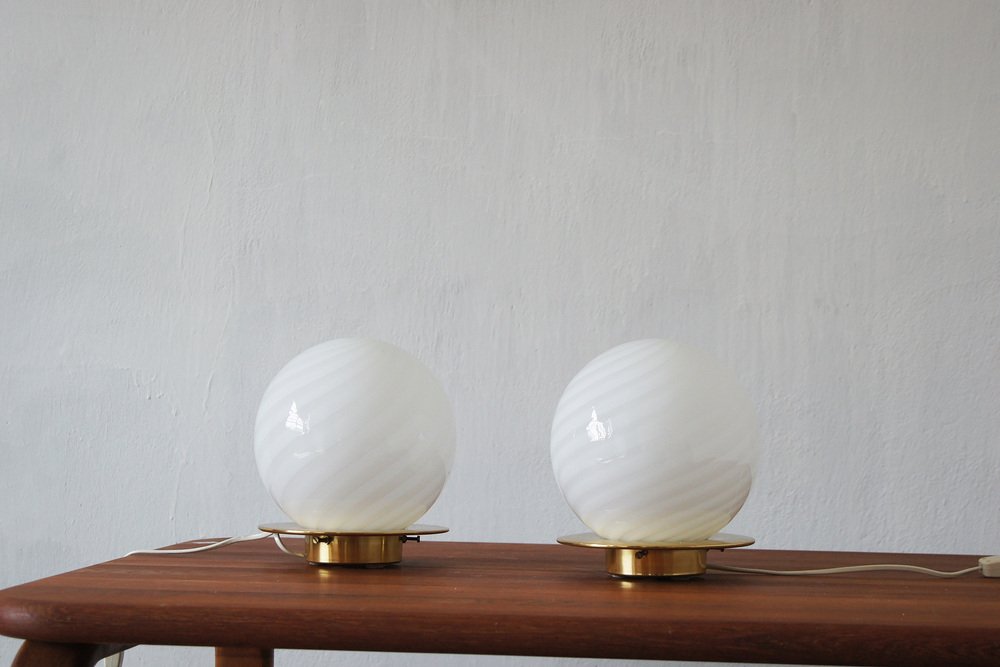 Italian Ball Table Lamps in the style of Venini, Set of 2 for sale at ...