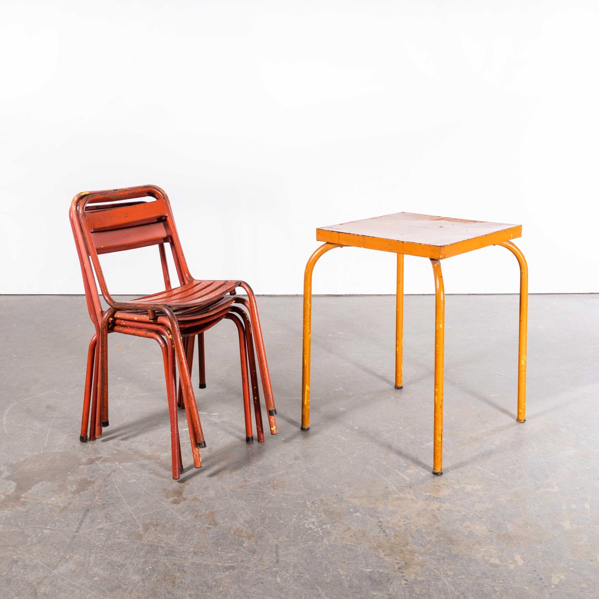 French Outdoor Table and Chairs attributed to Tolix, 1950s, Set of 5 ...