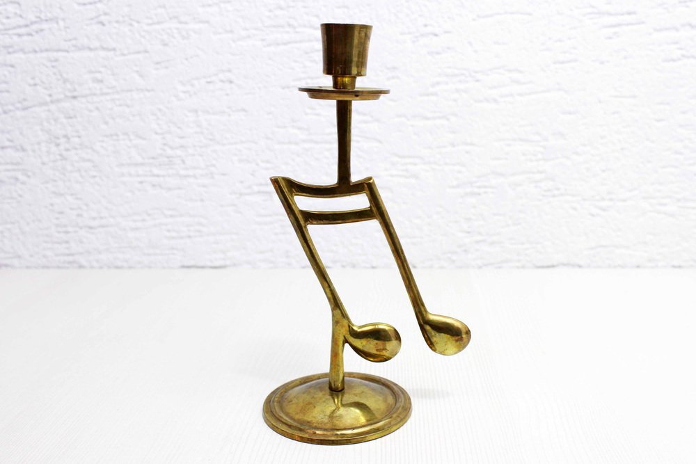 Brass Music Note Candleholder, 1970s for sale at Pamono