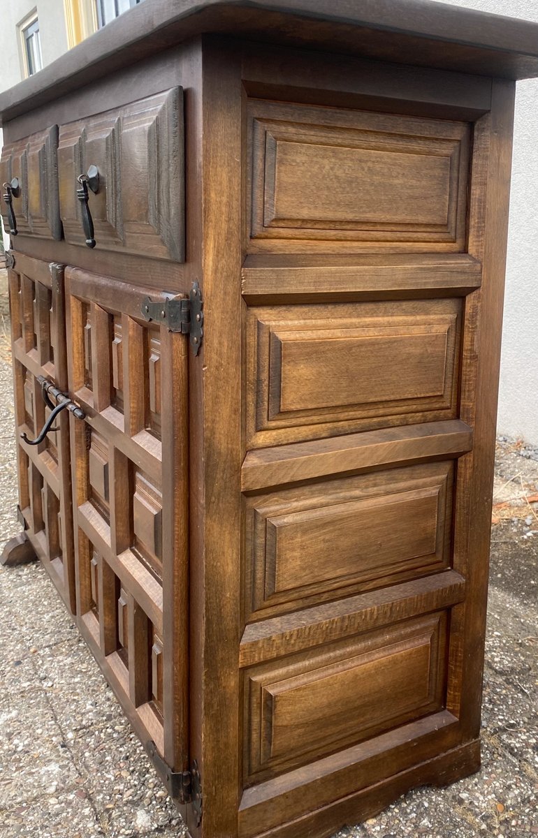 Spanish Baroque Style Carved Sideboard, 1960s for sale at Pamono
