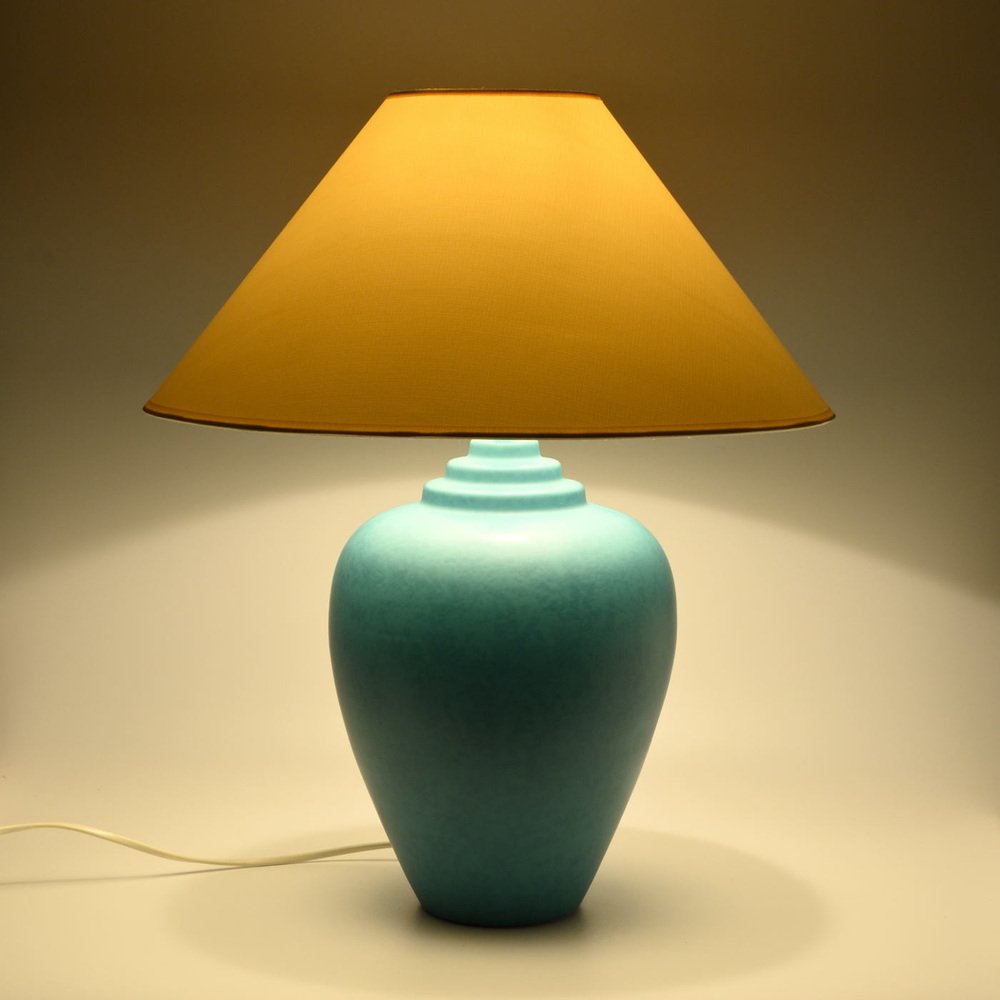 Vintage Turquoise Ceramic Table Lamp from Kostka, 1980s for sale at Pamono