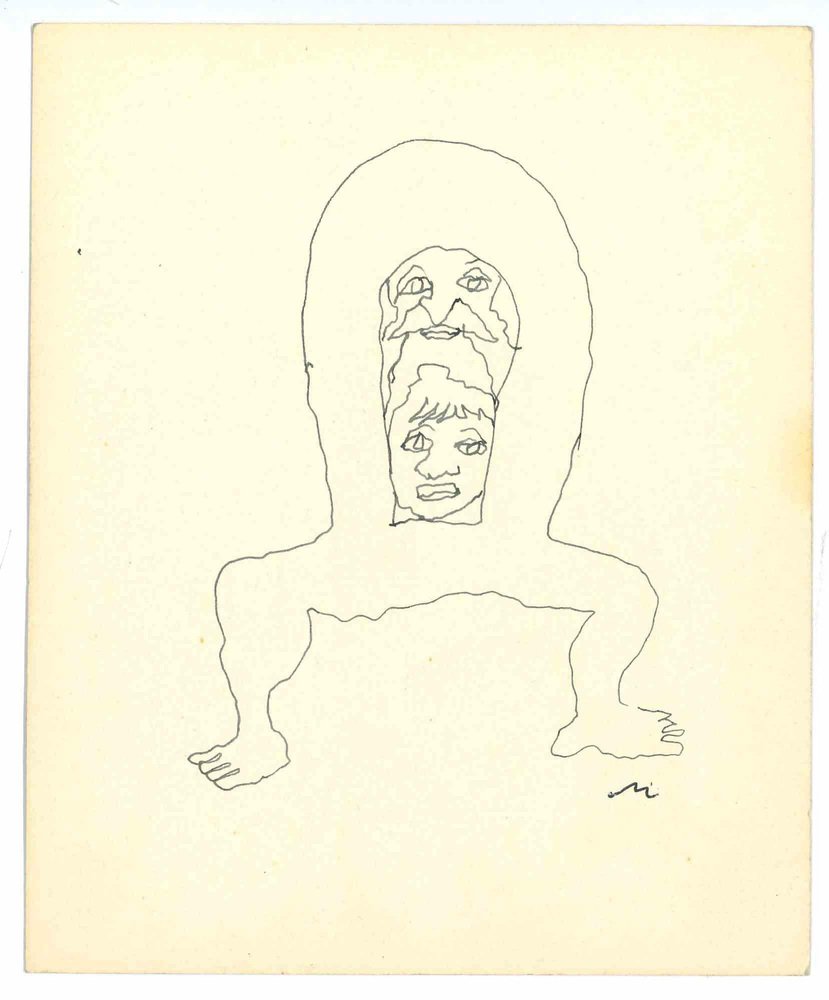 Mino Maccari, Distorted Body, Ink Drawing, 1960s for sale at Pamono