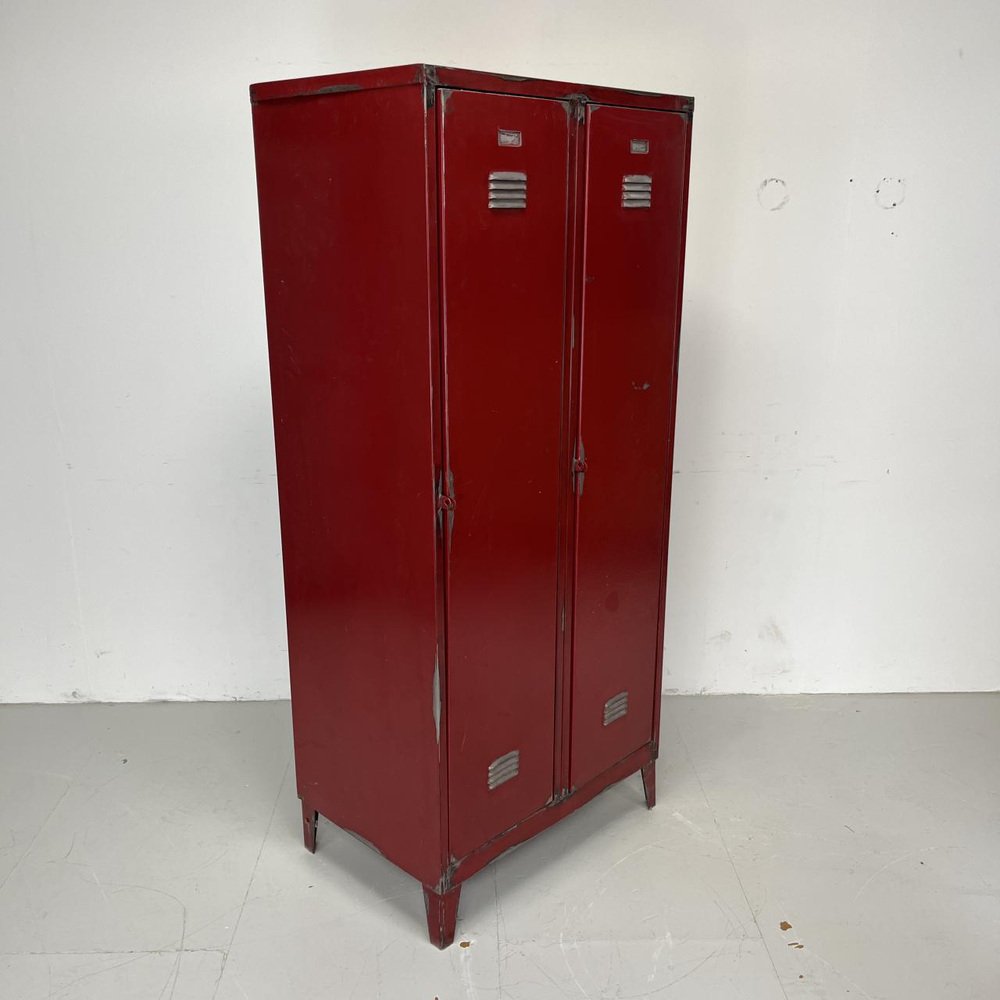 Vintage Steel Red Soviet Era Czechoslavakian Factory Double Lockers for ...
