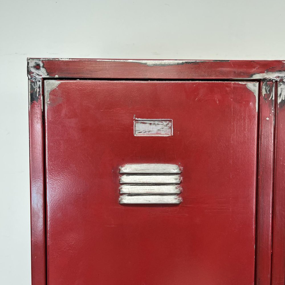 Vintage Steel Red Soviet Era Czechoslavakian Factory Double Lockers for ...