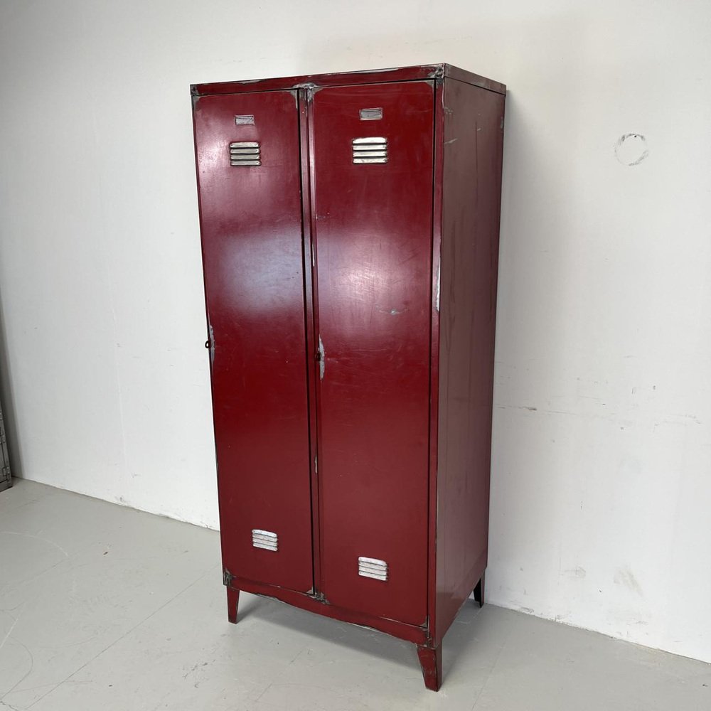 Vintage Steel Red Soviet Era Czechoslavakian Factory Double Lockers for ...