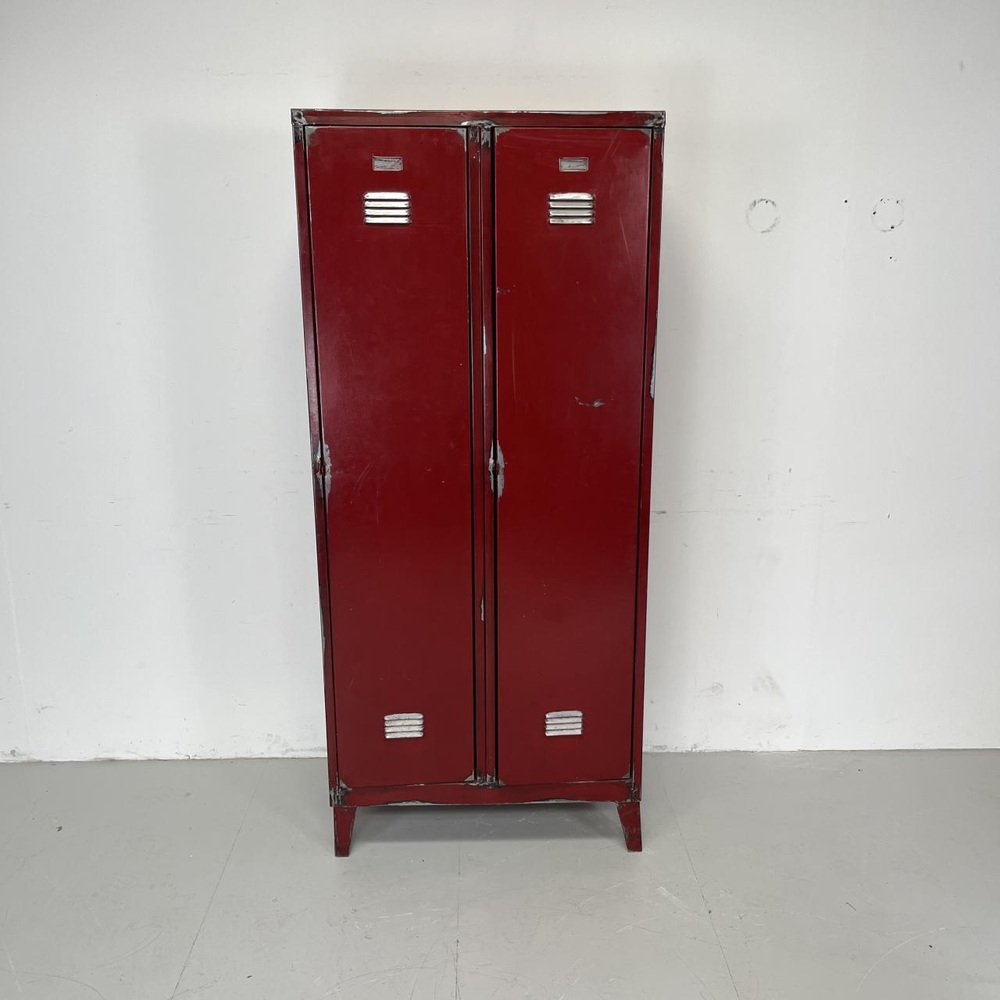 Vintage Steel Red Soviet Era Czechoslavakian Factory Double Lockers for ...