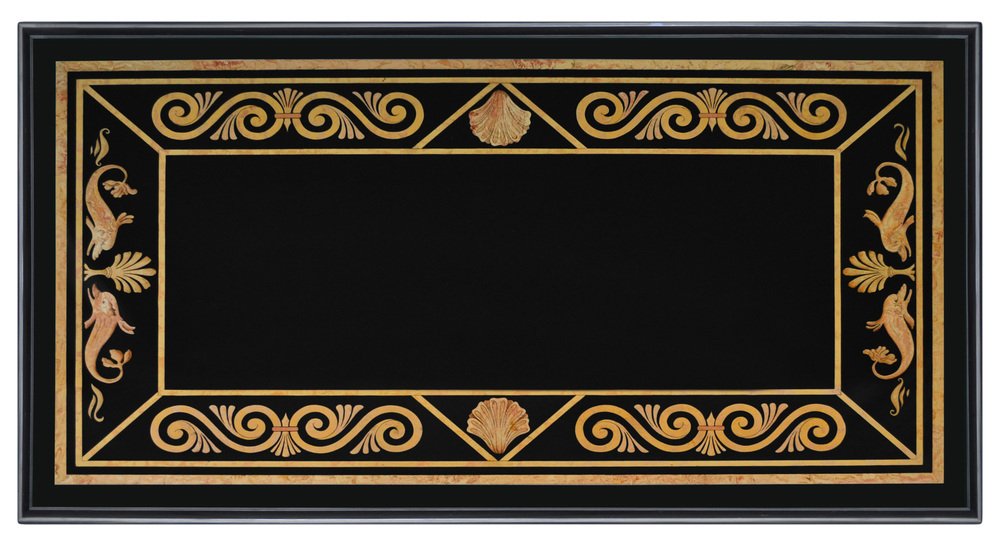 Living Room Table with Black Slate Plane and Wrought Iron Base from ...