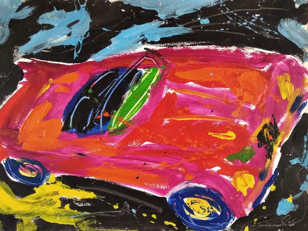 Joaquim Falcó, Lancia Aurelia B24 Spider, 1989, Acrilico su carta in vendita su Pamono