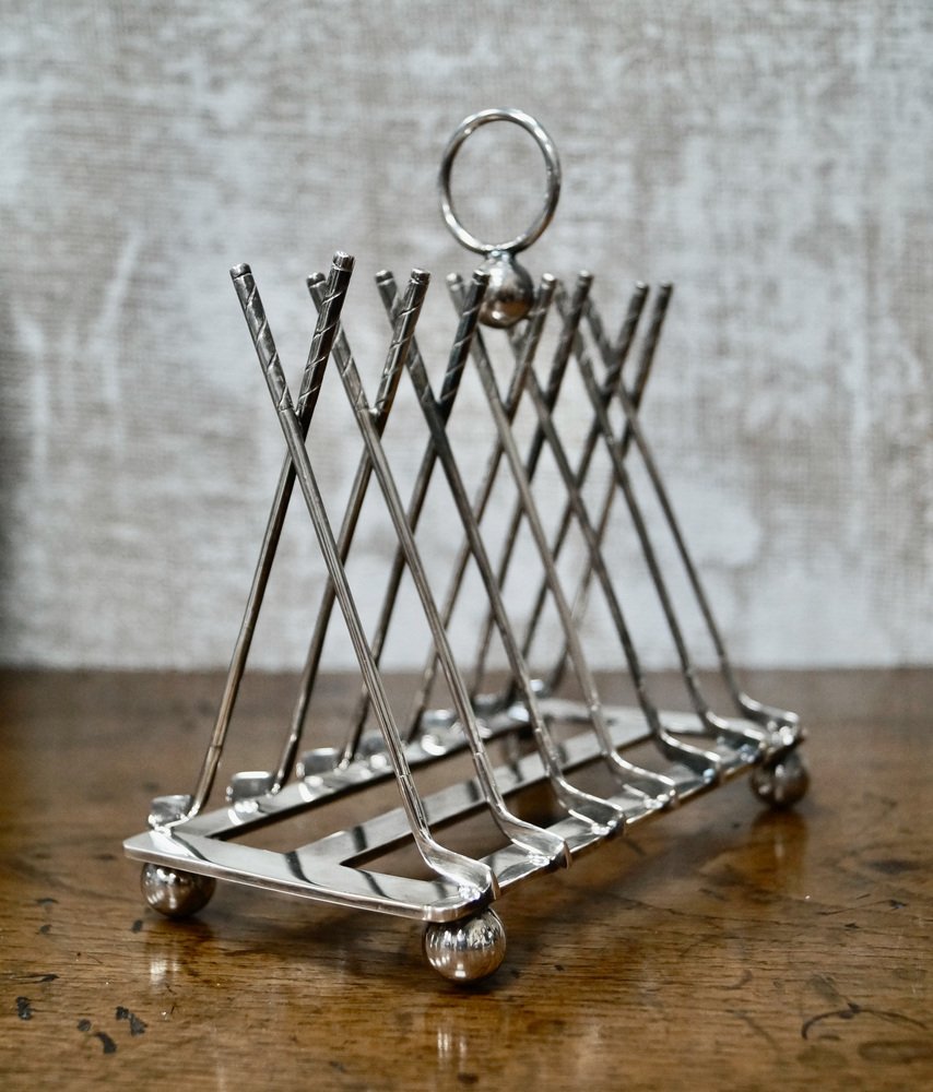 Art Deco Silver Plate Golf Toast Rack, 1920s for sale at Pamono