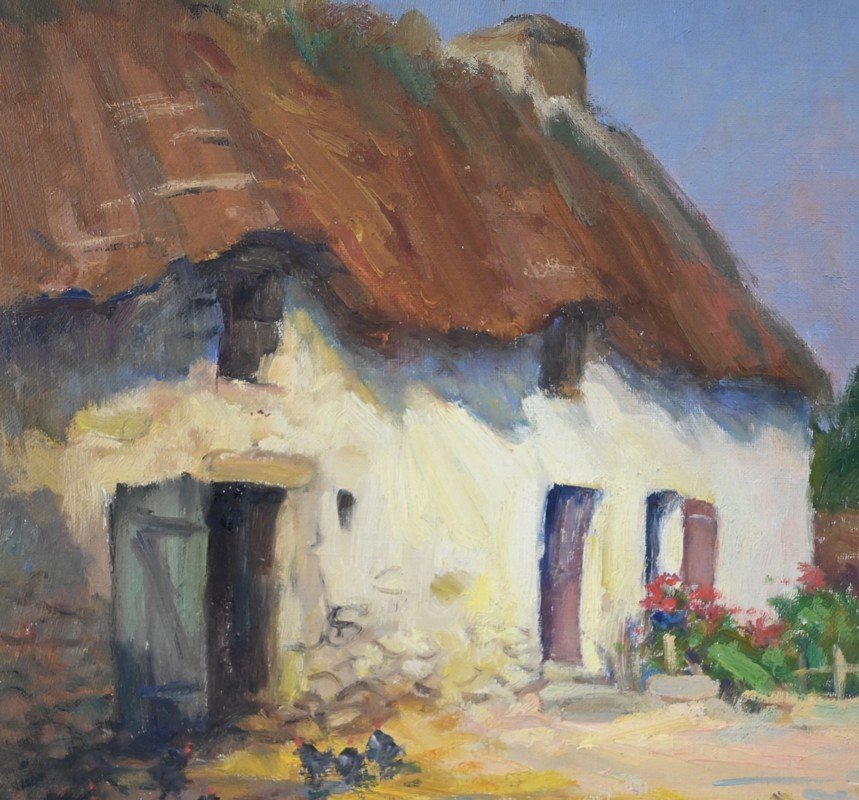 E. Gautier, Maison en Brière, 1955, Oil on Wood, Framed for sale at Pamono