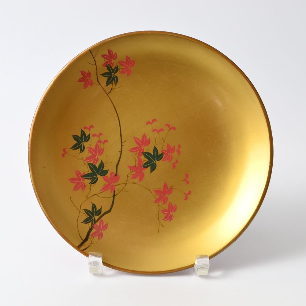 Vintage Japanese Hand-Painted Gilt Lacquer Plates, 1940s, Set of 5 for ...