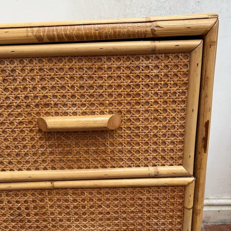 Mid-Century Bamboo and Rattan Cane Chest of Drawers, 1950s for sale at ...