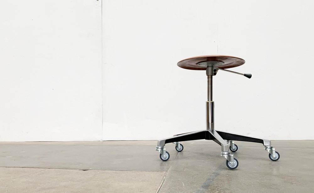 Mid-Century German Industrial Swivel Office Stool from Schmitz, 1960s ...