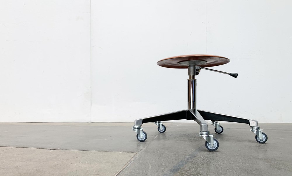 Mid-Century German Industrial Swivel Office Stool from Schmitz, 1960s ...