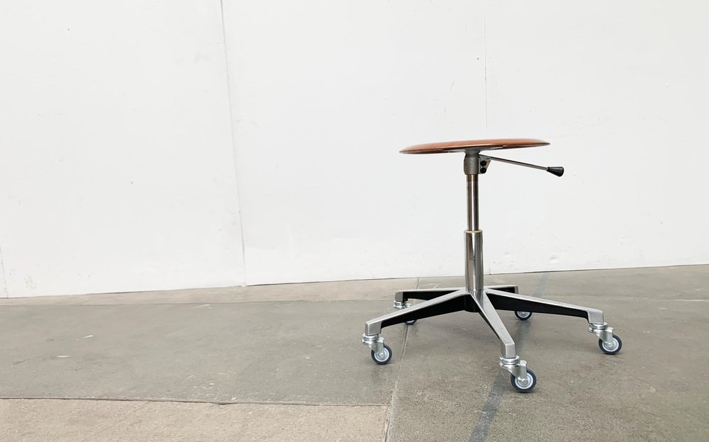 Mid-Century German Industrial Swivel Office Stool from Schmitz, 1960s ...
