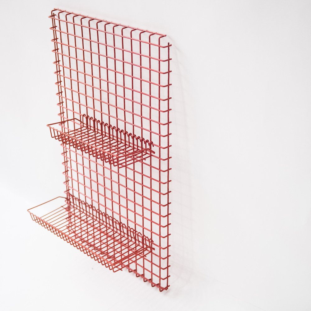Mesh Metal Wall Shelf, 1980s for sale at Pamono