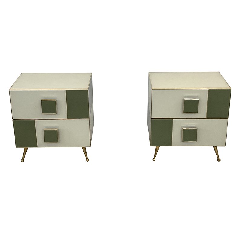 Wood and Glass Bedside Tables, 2000s, Set of 2 for sale at Pamono