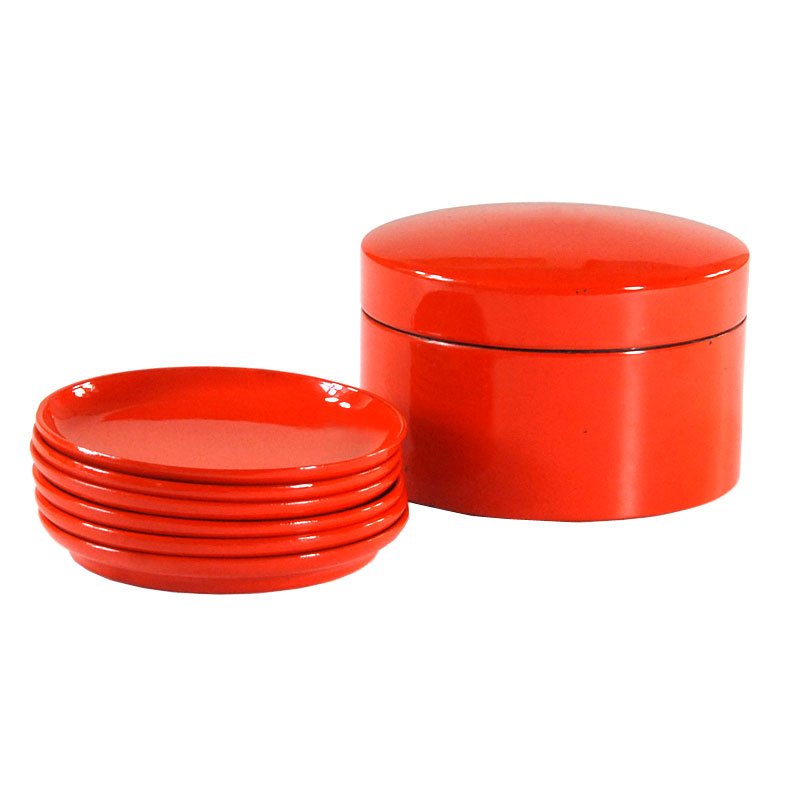 Orange Bakelite Coasters, Denmark, 1960s, Set of 6 for sale at Pamono