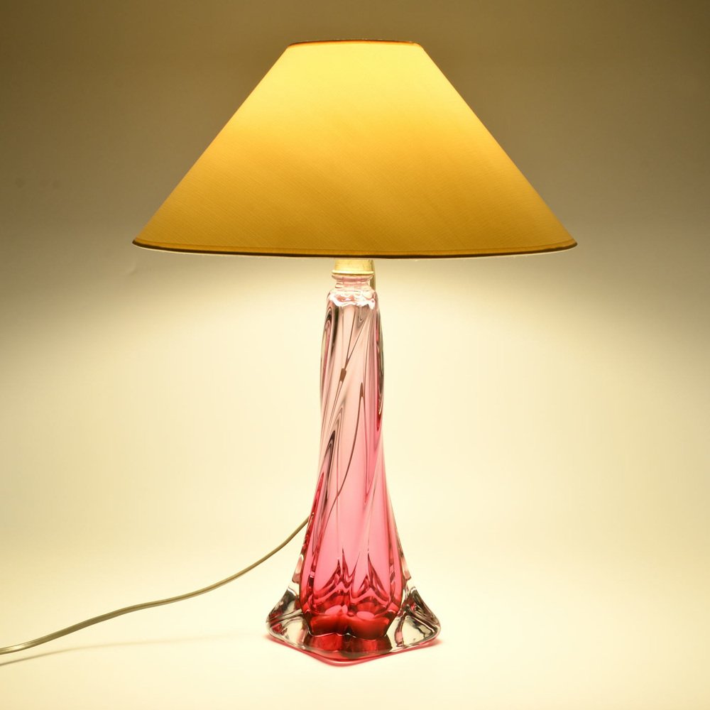 Mid-Century Cranberry Glass Table Lamp from Val Saint Lambert for sale ...