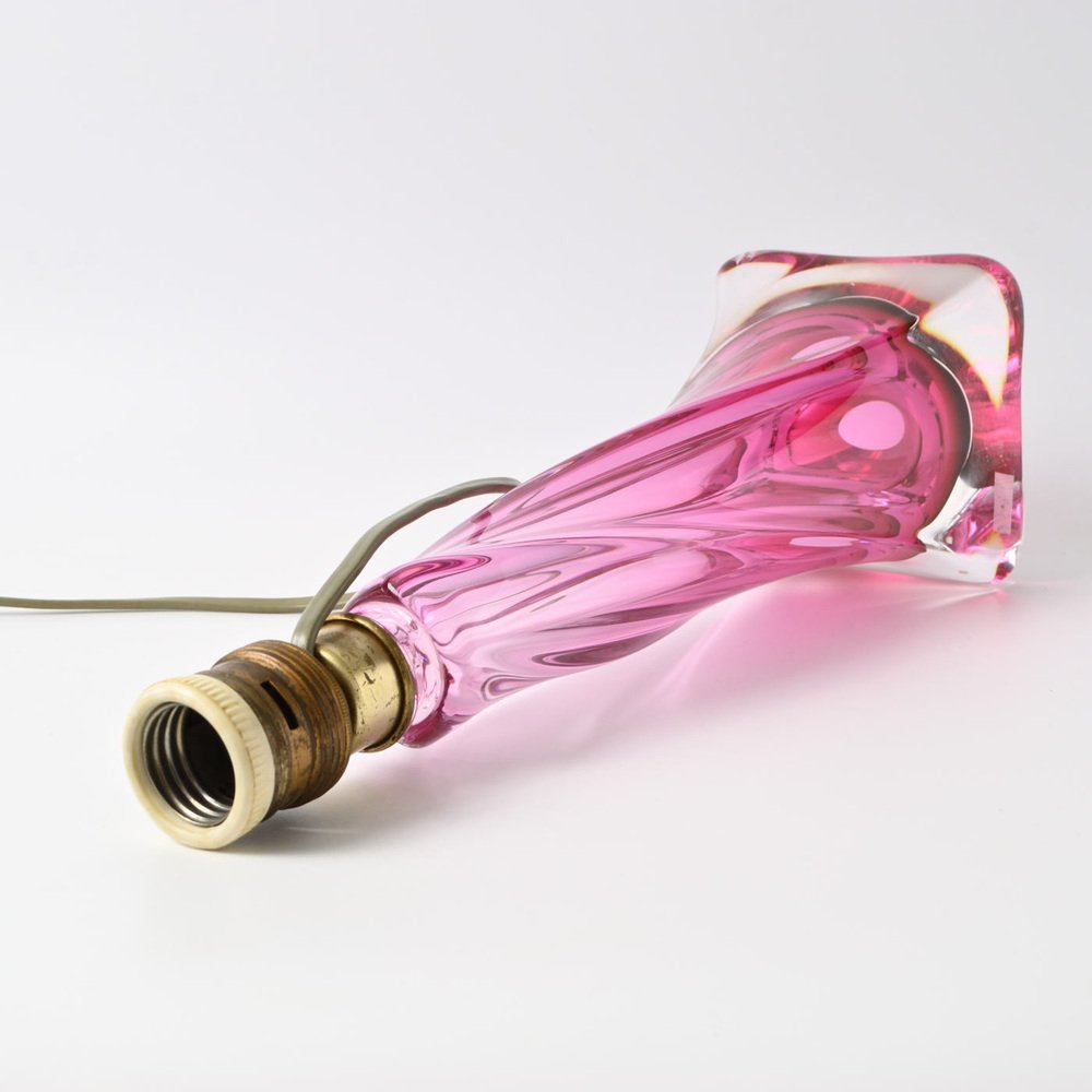 Mid-Century Cranberry Glass Table Lamp from Val Saint Lambert for sale ...