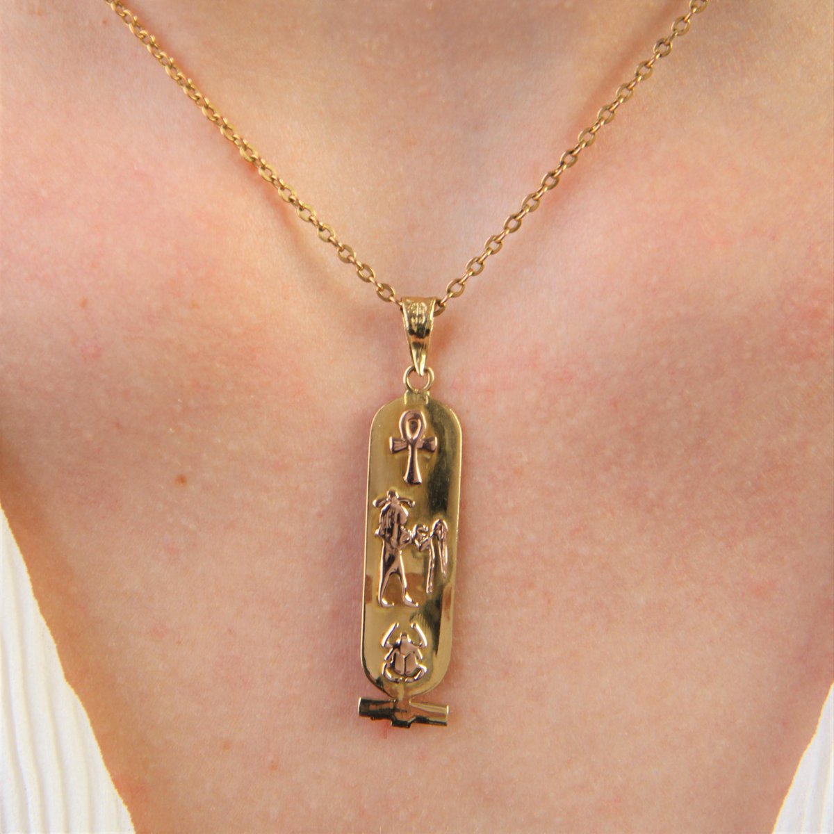 Modern 18 Karat Yellow and Rose Gold Egyptian Cartouche Pendant for ...