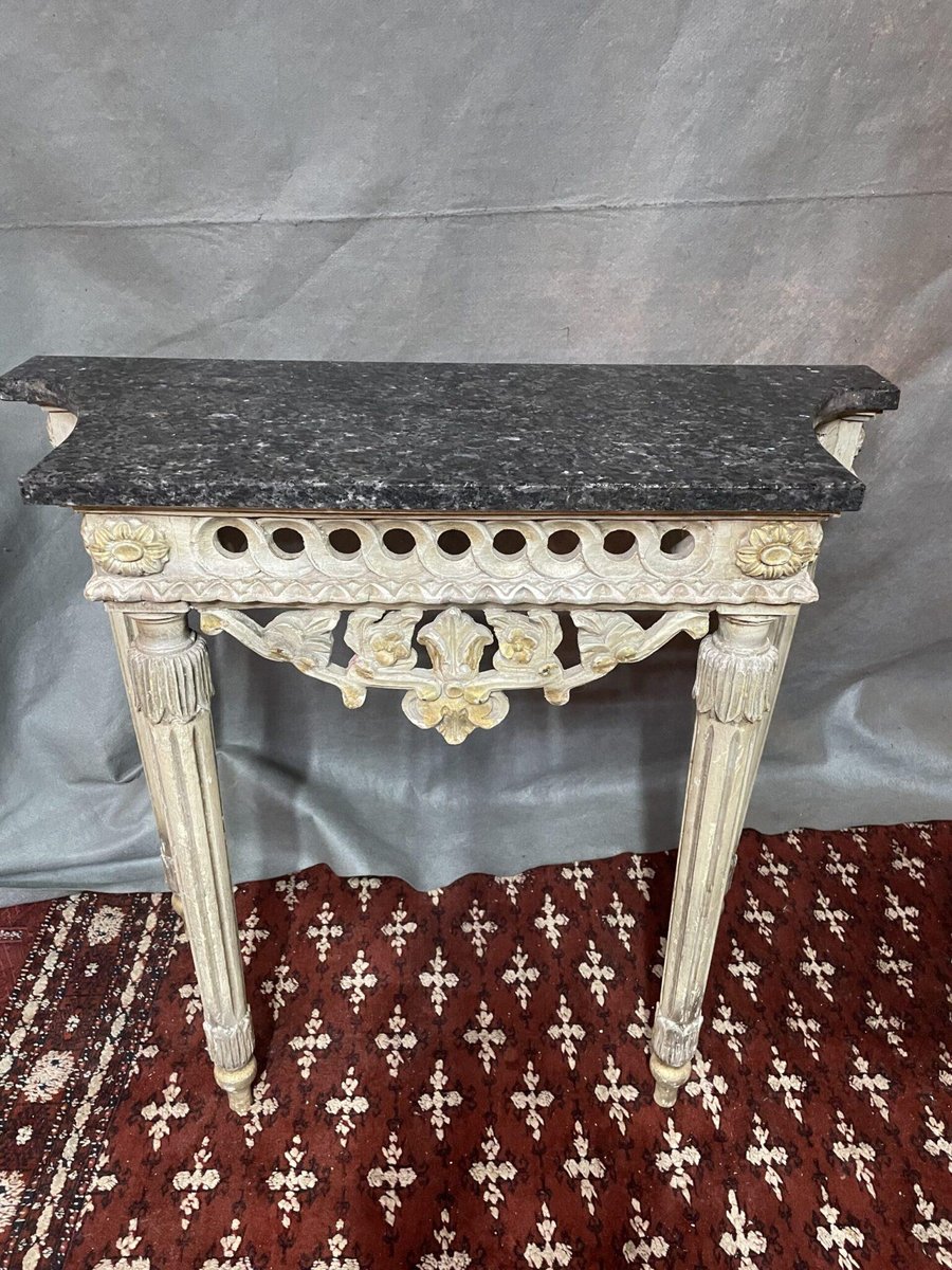 Italian Polychrome Painted Console Table with Marble for sale at Pamono