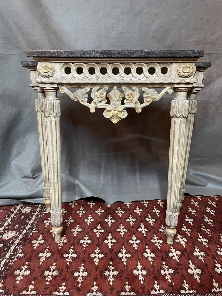 Italian Polychrome Painted Console Table with Marble for sale at Pamono