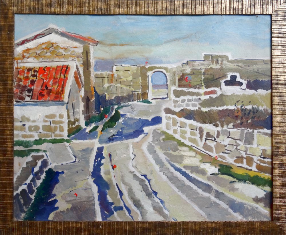 Lidija Auza, Crimean Fortress, 1962, Oil on Board for sale at Pamono