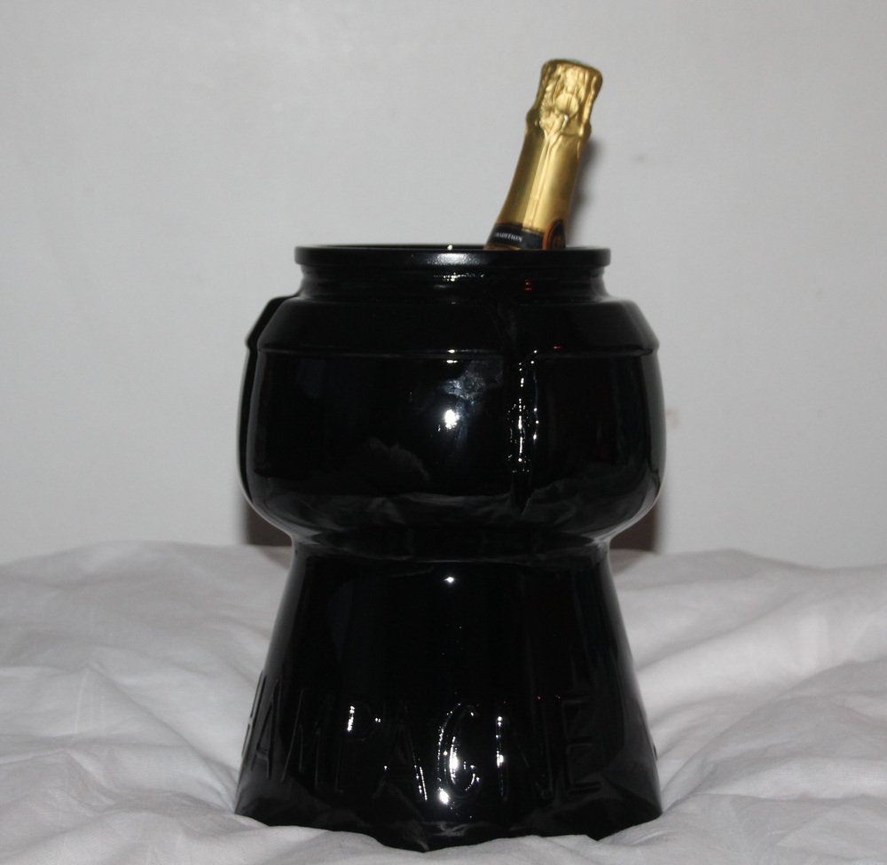 Black Champaign Bucket Glass Champagne Cork Wine Bucket, 1970s for sale ...