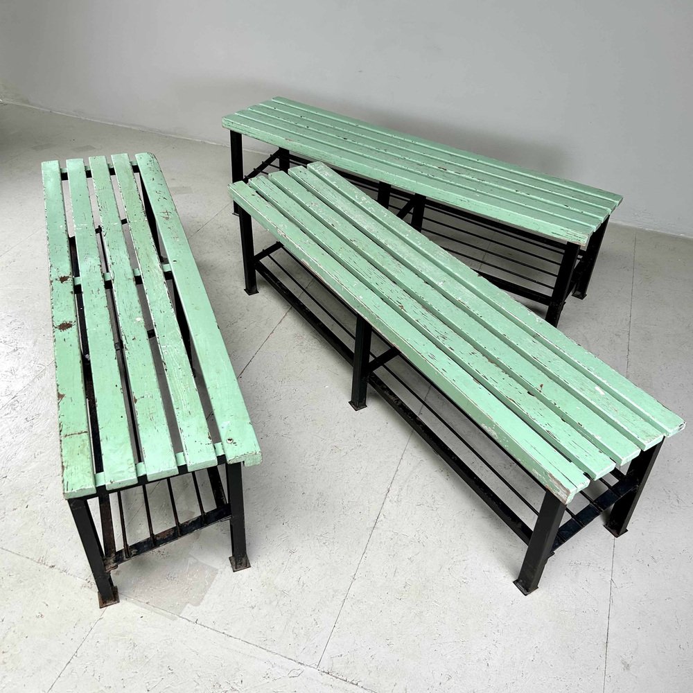 Metal & Wood Bench, Prague, 1960s for sale at Pamono