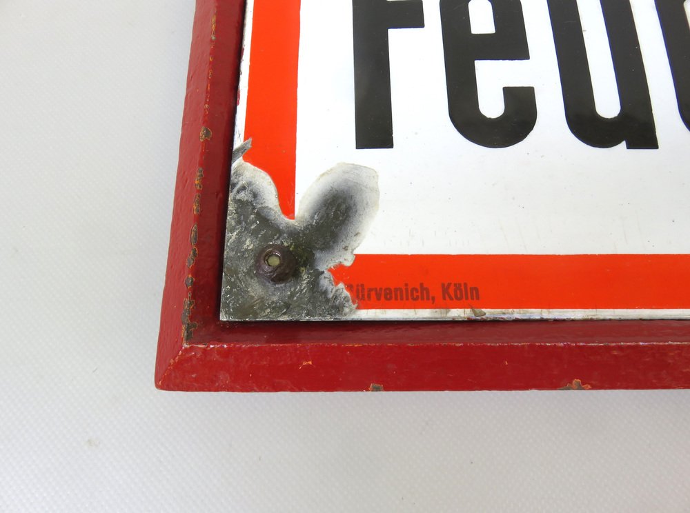 Art Nouveau Fire Alarm Sign in Enameled Cast Iron from Bürvenich ...