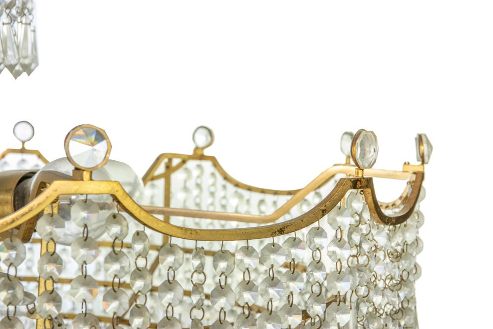 Vintage Crystal Drops Chandelier, Italy, 1970s for sale at Pamono