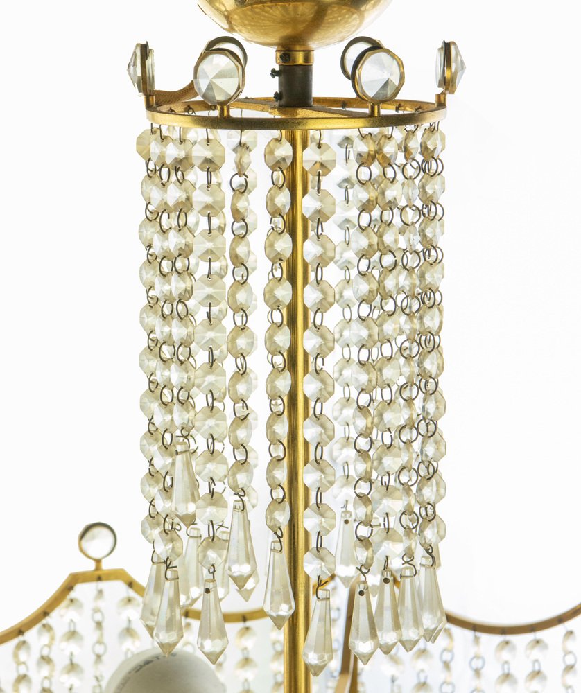 Vintage Crystal Drops Chandelier, Italy, 1970s for sale at Pamono
