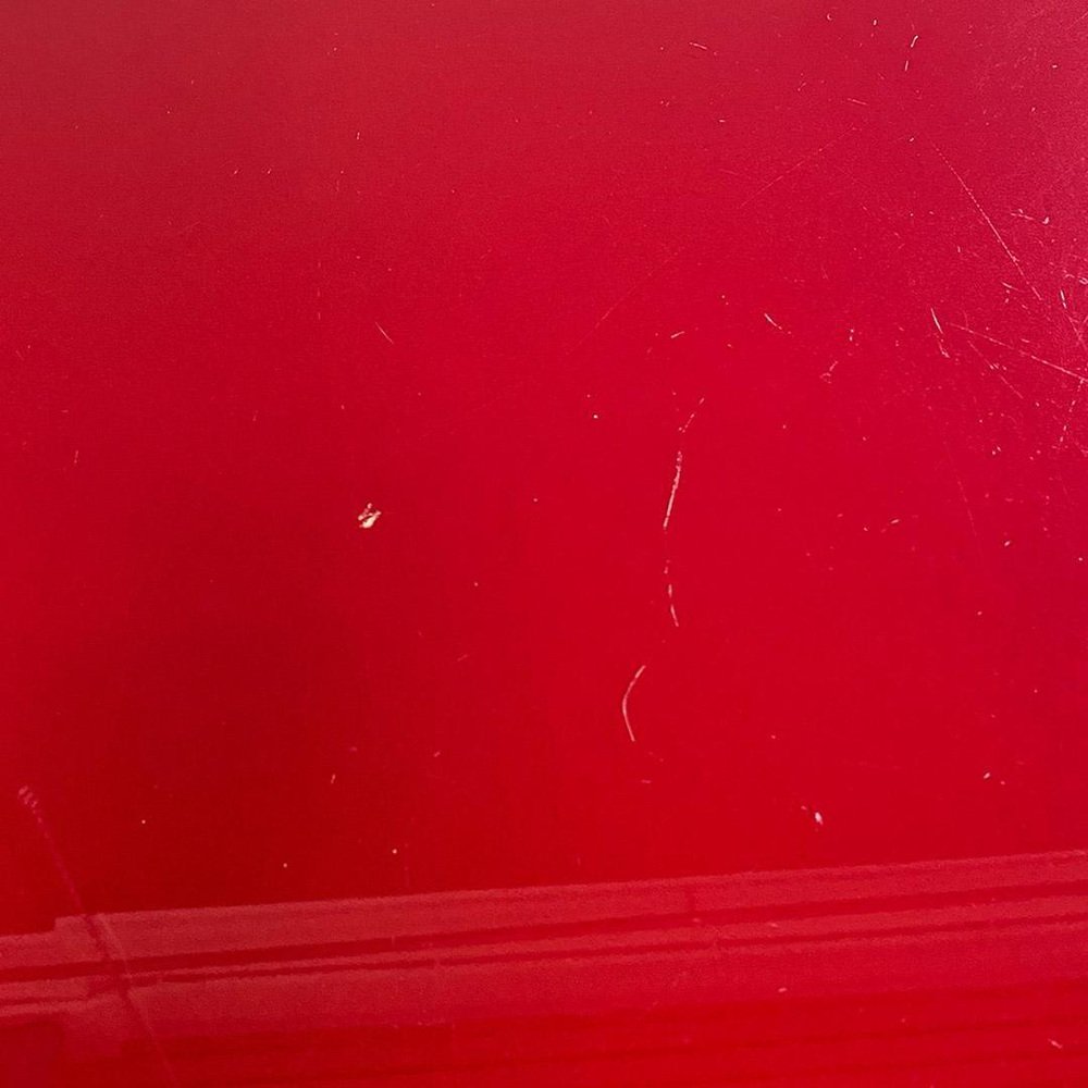 Mid-Century Modern Italian Red Back Painted Glass and Wood Dining Table ...