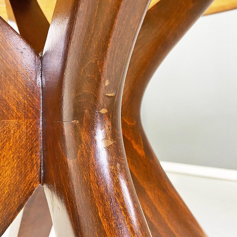 Mid-Century Modern Italian Red Back Painted Glass and Wood Dining Table ...