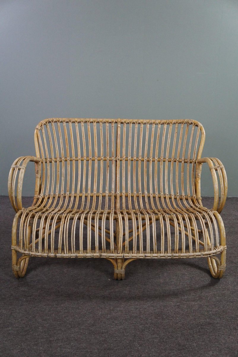 Vintage Dutch Rattan Sofa, 1950 for sale at Pamono