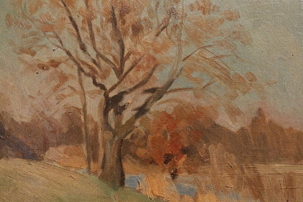 Félix Labbé, Banks of the River, 20th Century, Oil on Panel, Framed for ...