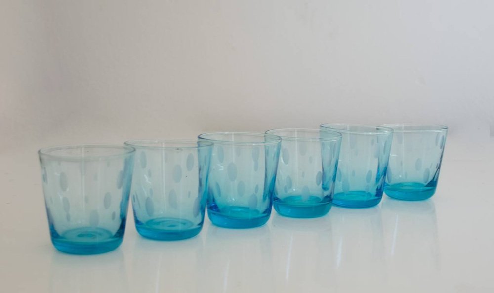 Placeholders in Acquamare Glass by IVV Firenze, Set of 6 for sale at Pamono