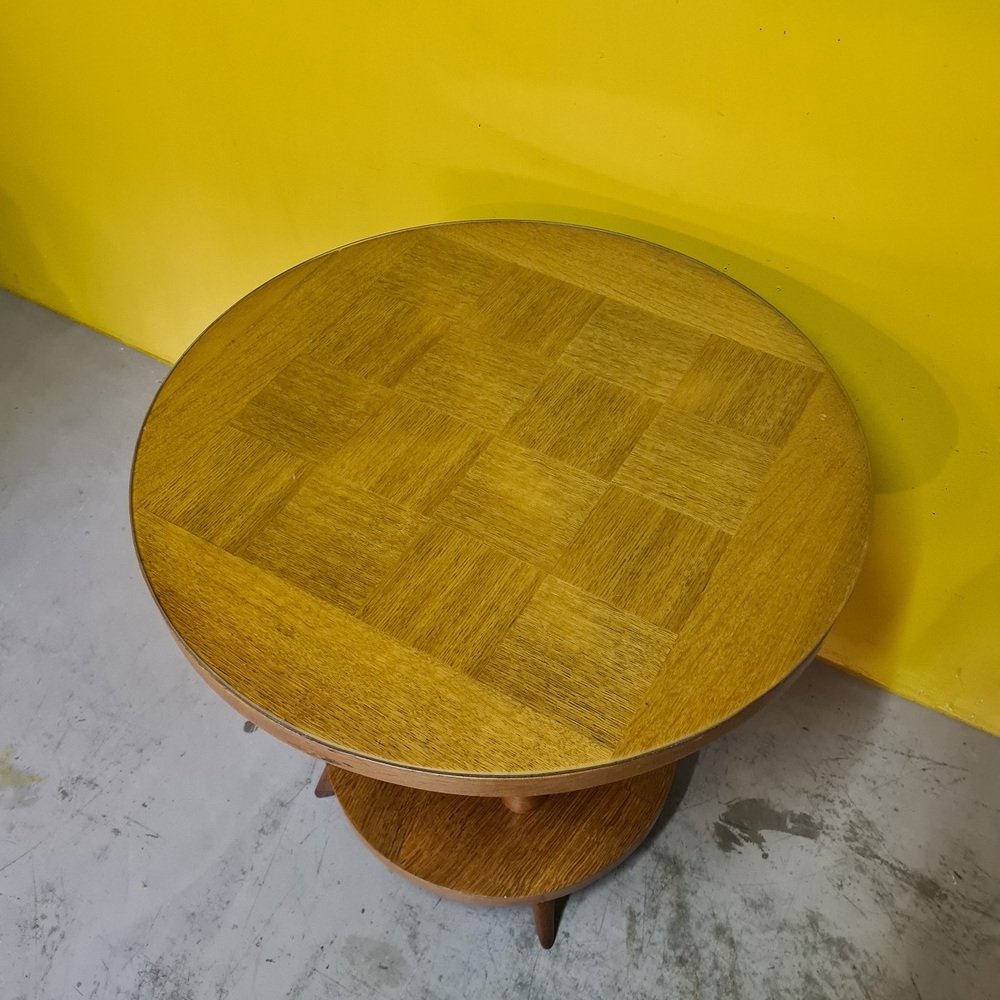 French Art Deco Veneered Round Side Table, 1920-1930s for sale at Pamono