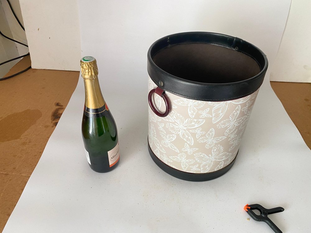 Faux Leather Trash Can in Black and Grey Color, Italy, 1970s for sale ...