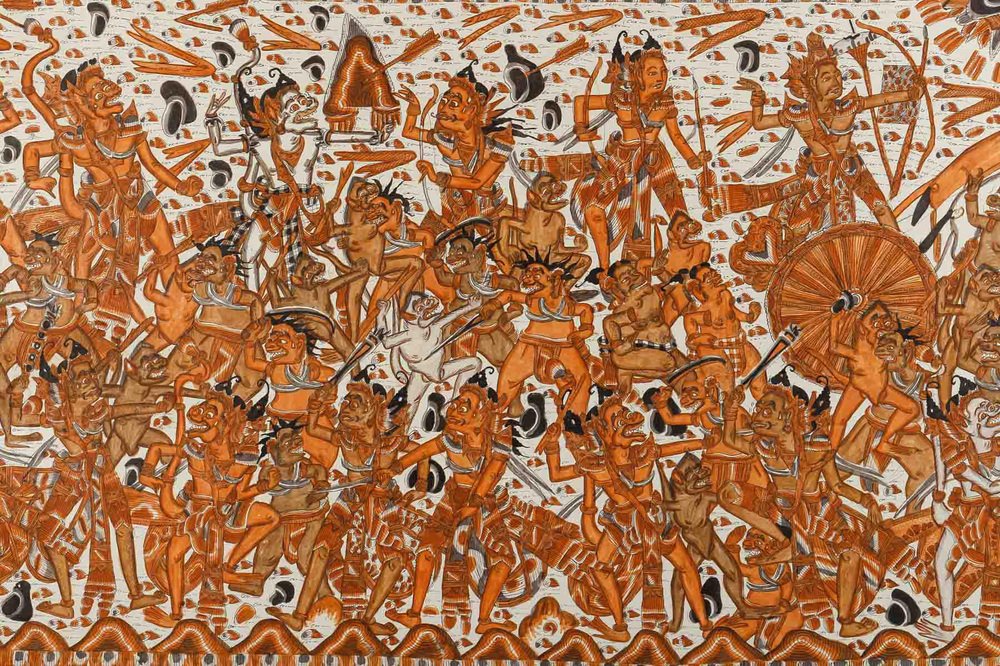 Thai Artist, The War Between Heaven and Hell, 1960, Painting for sale ...
