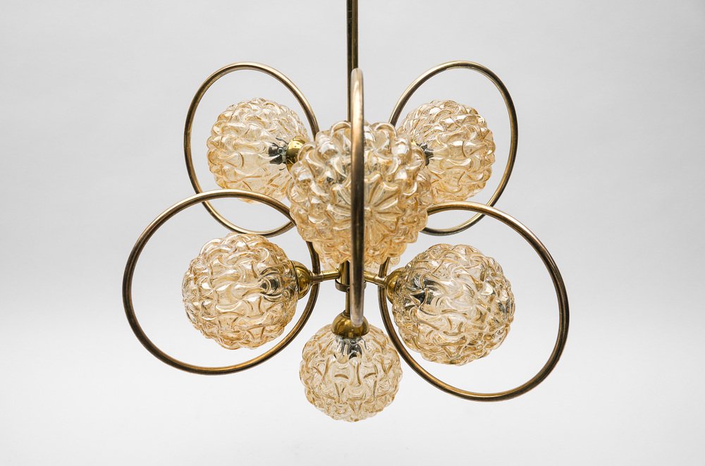 Space Age Orbit Lamp with Seven Amber Glass Shades, 1960s for sale at ...