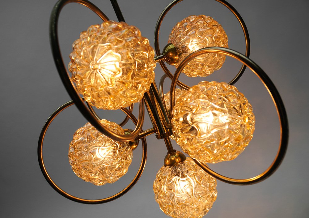 Space Age Orbit Lamp with Seven Amber Glass Shades, 1960s for sale at ...
