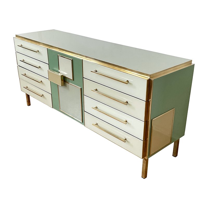 Glass Dresser with Central Door, 1980s for sale at Pamono