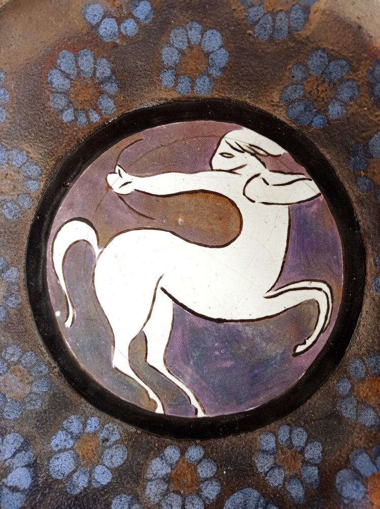 Art Deco Hand Painted Glazed Ceramic Plate with Centaur, 1920s-1930s ...