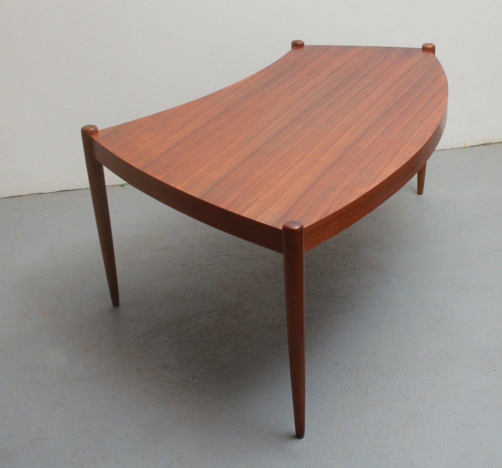 Curved Coffee Table in Walnut, 1965 for sale at Pamono