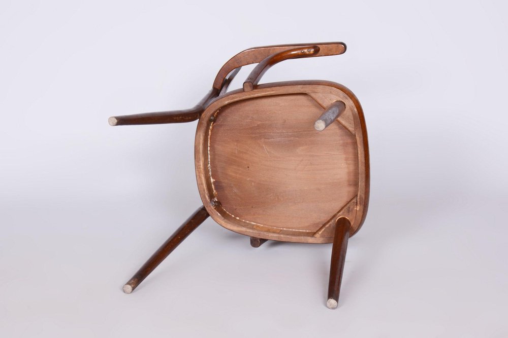 Art Deco Beech Chair with Armrests attributed to R. Hofman for Ton ...
