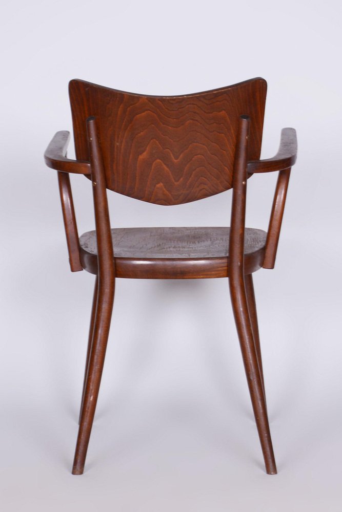 Art Deco Beech Chair with Armrests attributed to R. Hofman for Ton ...